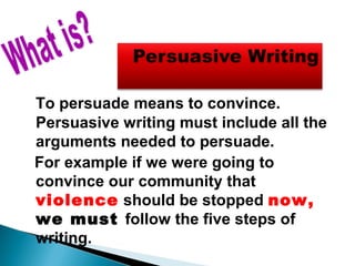 Scaffolding Persuasive Writing | PPT