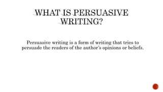 Intro. to Persuasive Writing | PPTX