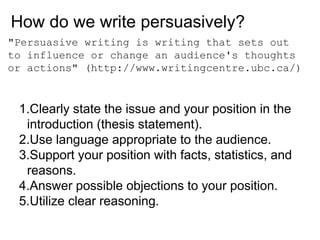 Persuasive Writing | PPTX
