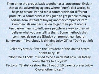Persuasive writing commercial project | PPTX