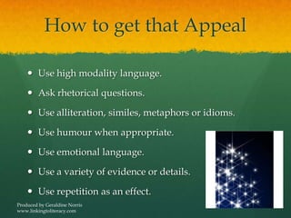 Persuasive writing power point | PPTX