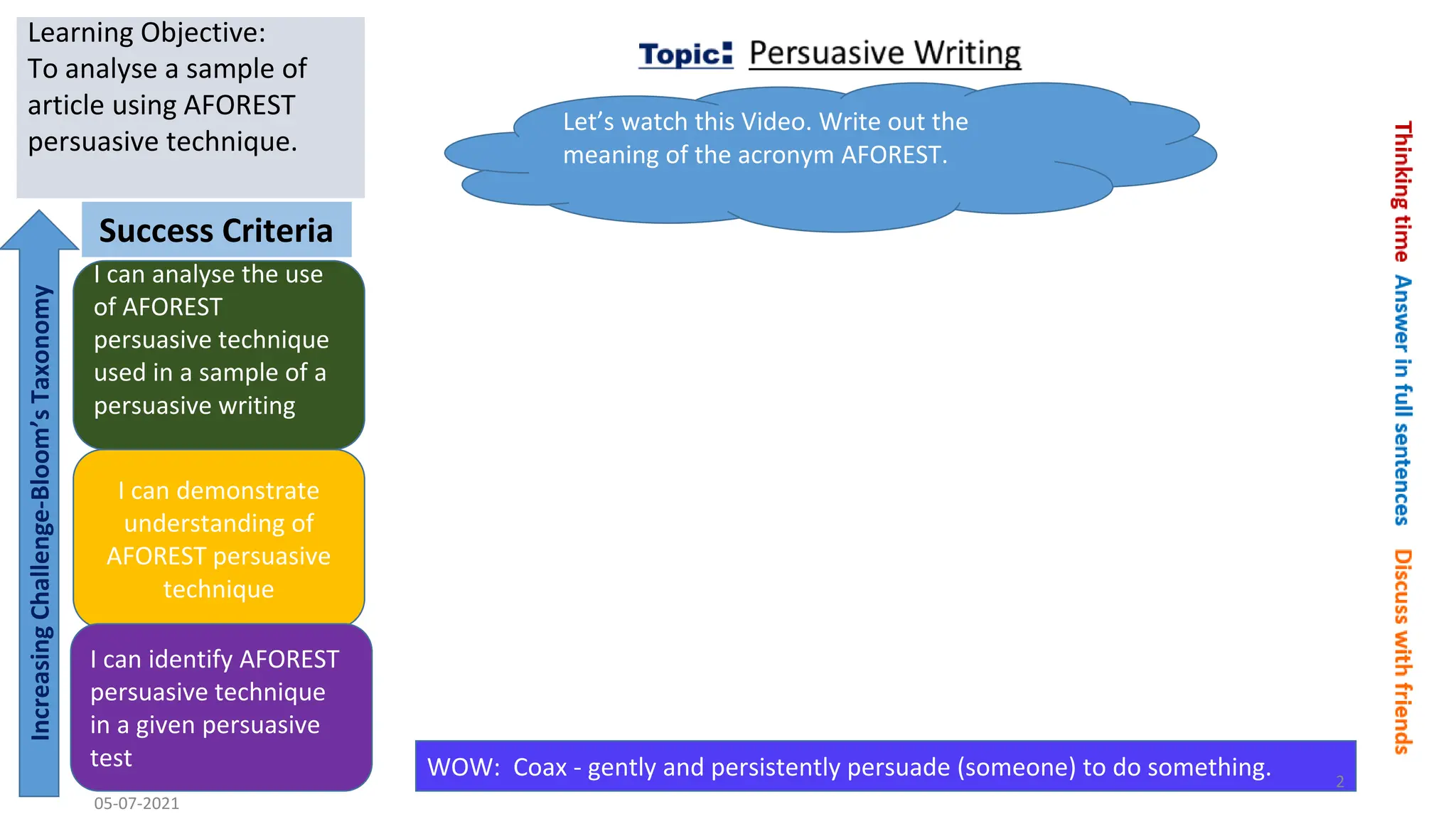 Persuasive Writing - DAFOREST techniques. | PPTX