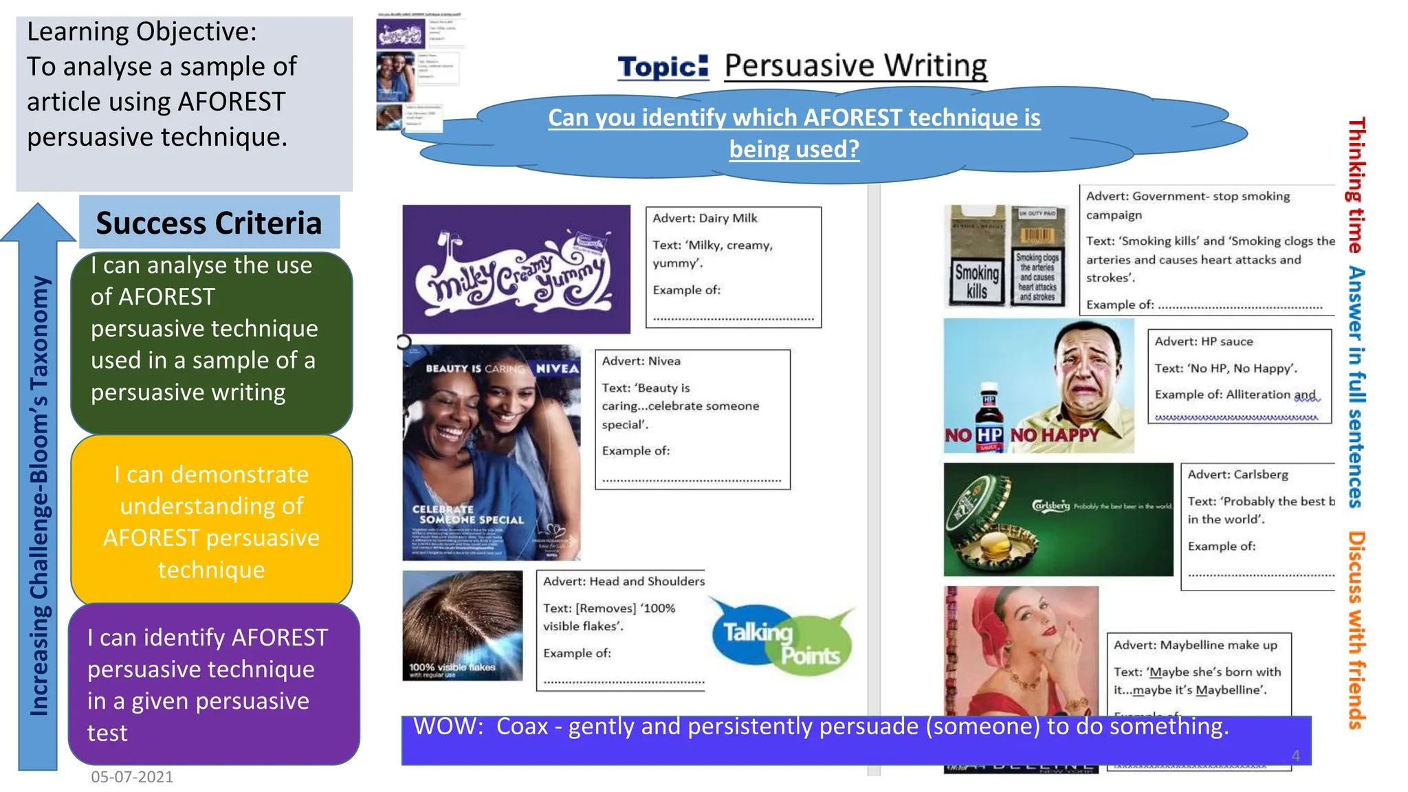 Persuasive Writing - DAFOREST techniques. | PPTX