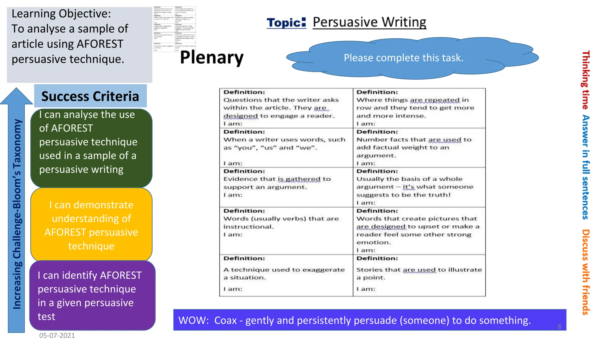 Persuasive Writing - DAFOREST techniques. | PPTX