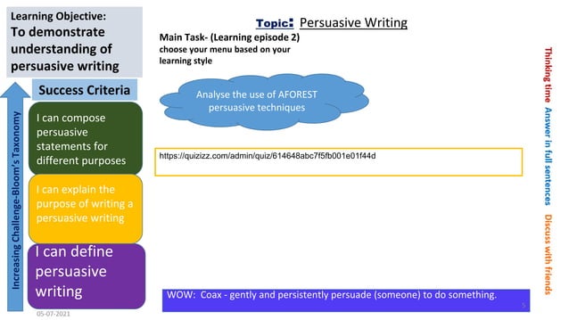Persuasive Writing - DAFOREST techniques. | PPTX