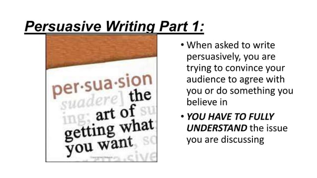 Persuasive writing part 1 core notes | PPT