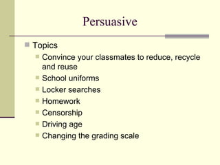 Persuasive writing powerpoint | PPT