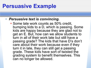 Persuasive Writing Powerpoint Middle School