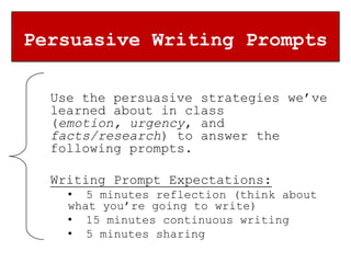 Persuasive writing prompts | PPTX
