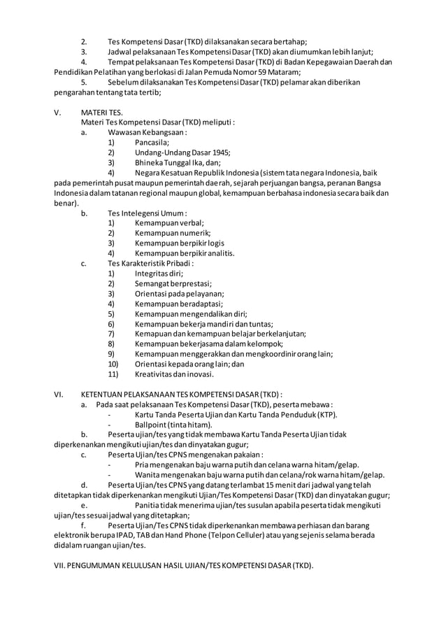 Persyaratan cpns prov. ntb | DOCX