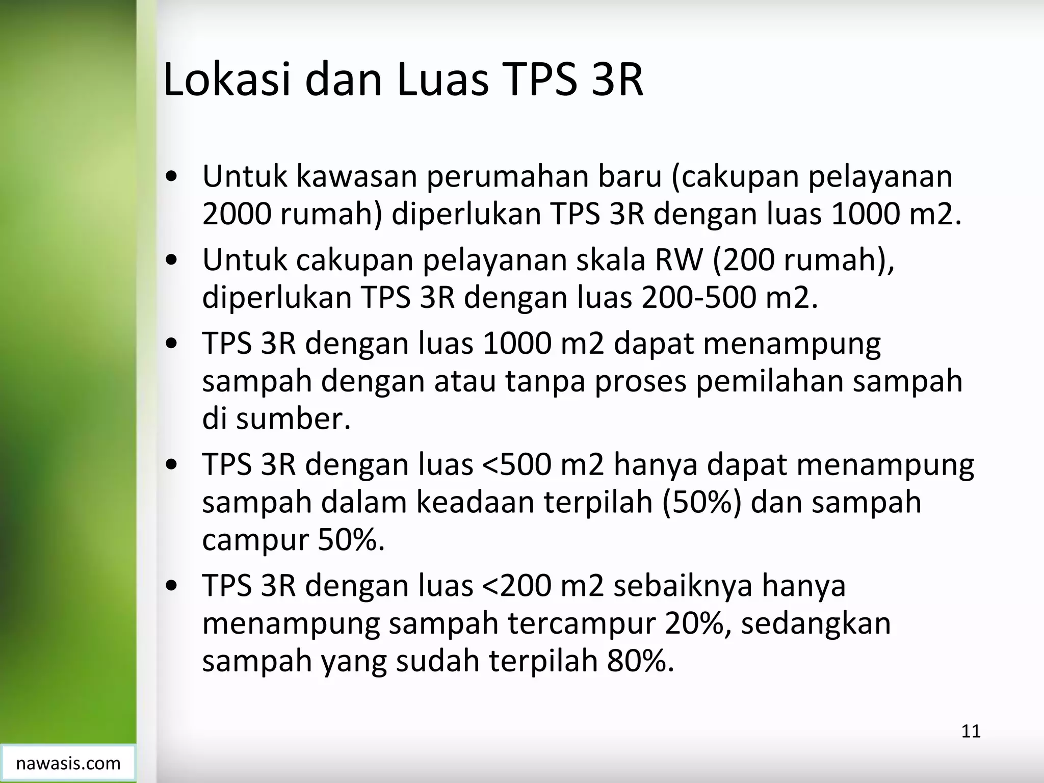 Persyaratan Teknis Penyediaan TPS dan TPS-3R | PDF