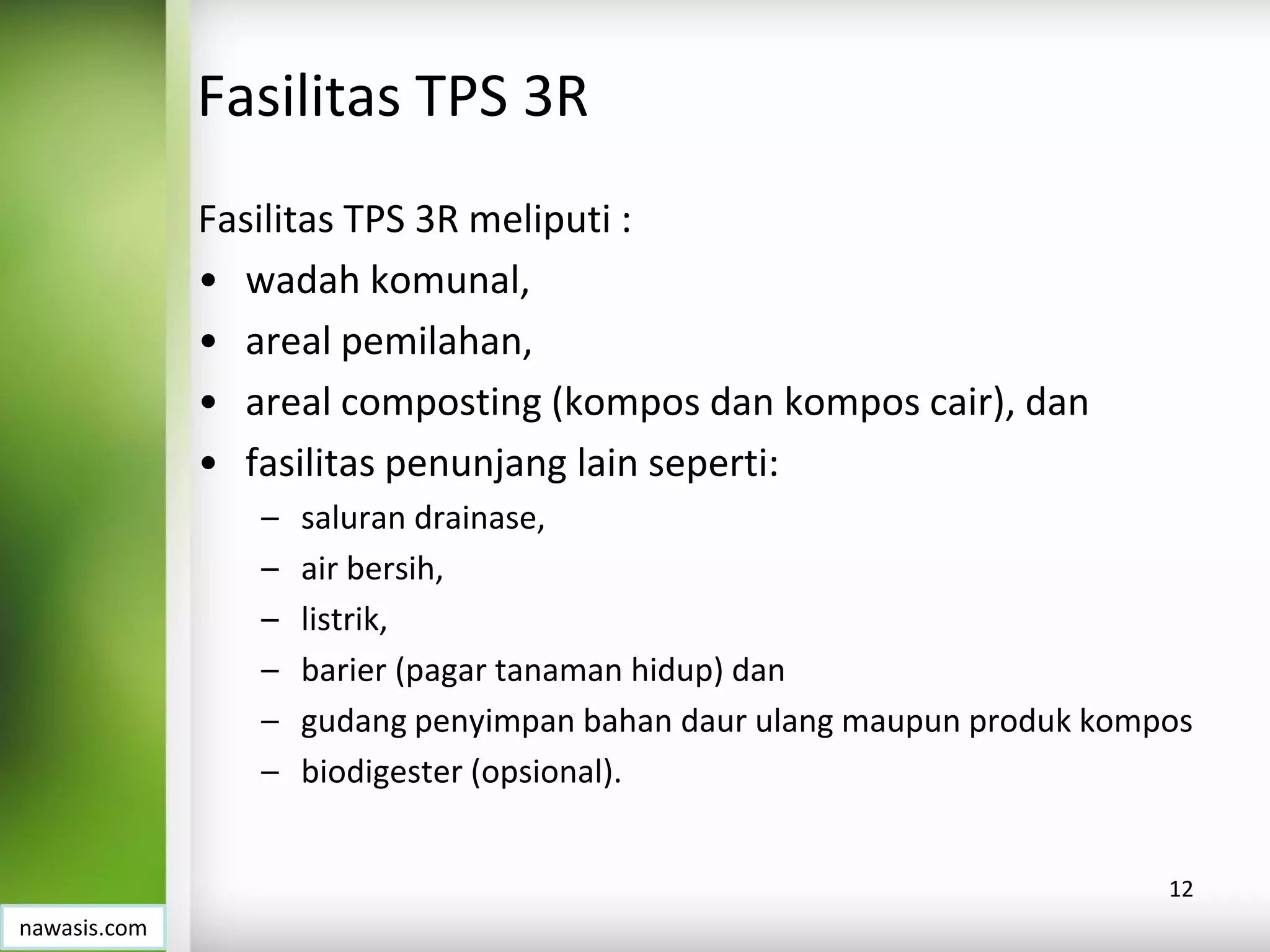 Persyaratan Teknis Penyediaan TPS dan TPS-3R | PDF
