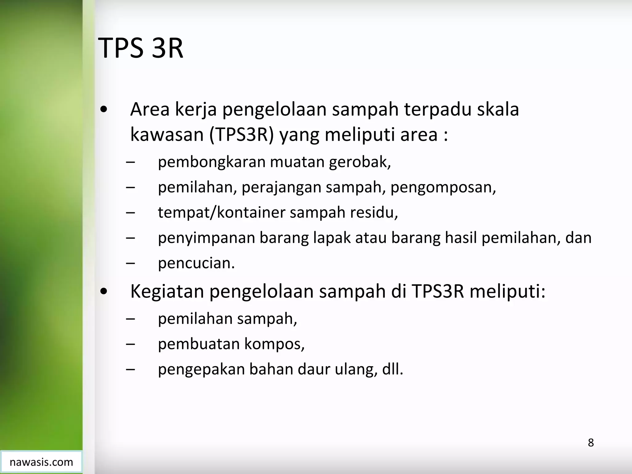 Persyaratan Teknis Penyediaan TPS dan TPS-3R | PDF