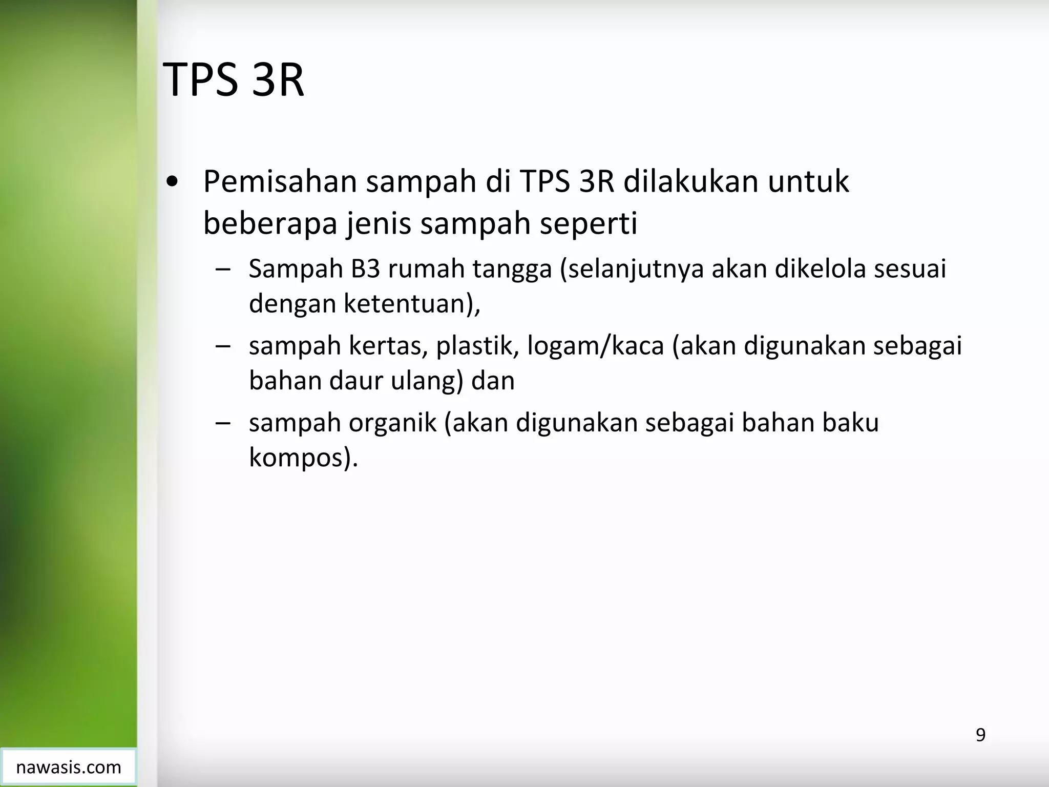 Persyaratan Teknis Penyediaan TPS dan TPS-3R | PDF