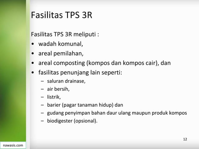 Persyaratan Teknis Penyediaan TPS dan TPS-3R | PDF