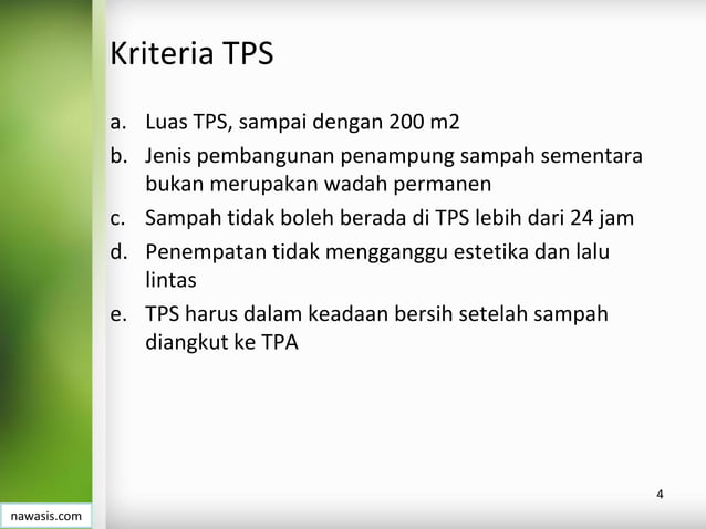 Persyaratan Teknis Penyediaan TPS dan TPS-3R | PDF
