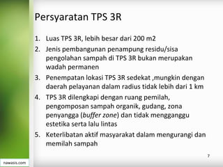 Persyaratan Teknis Penyediaan TPS dan TPS-3R | PDF