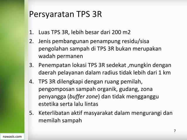 Persyaratan Teknis Penyediaan TPS dan TPS-3R | PDF