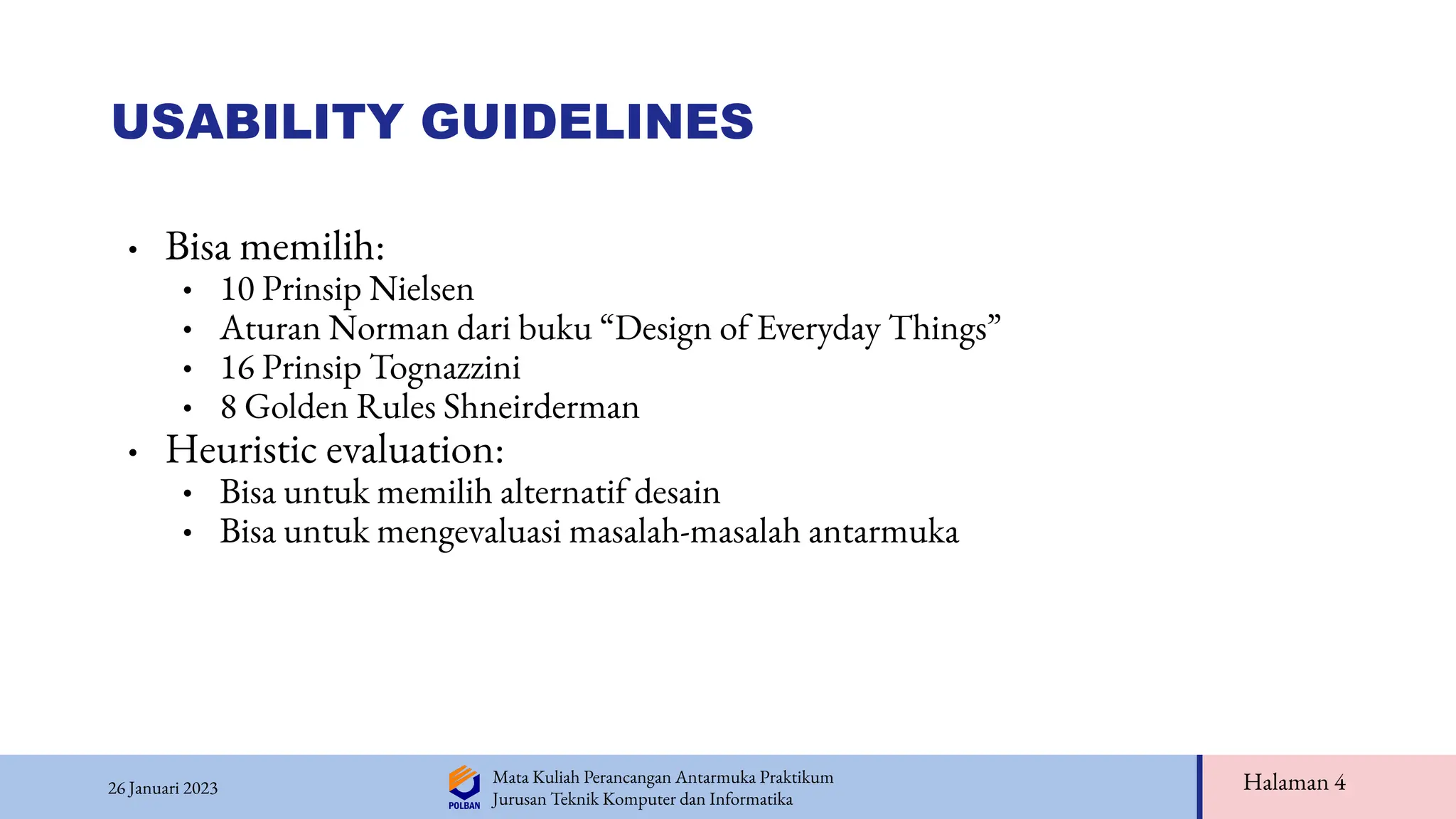 Evaluasi Heuristic Perancangan Antarmuka | PPT