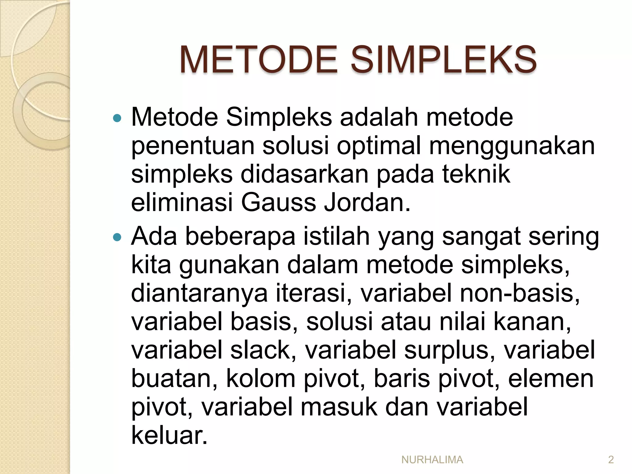 Pert.1 metode simpleks | PPT