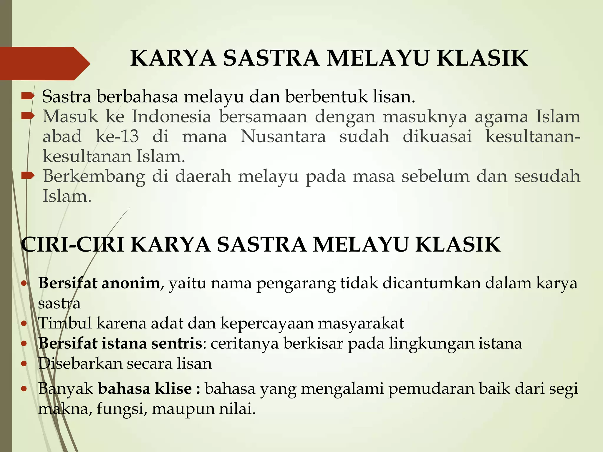 Pert. 2 pengantar sastra melayu klasik | PPT