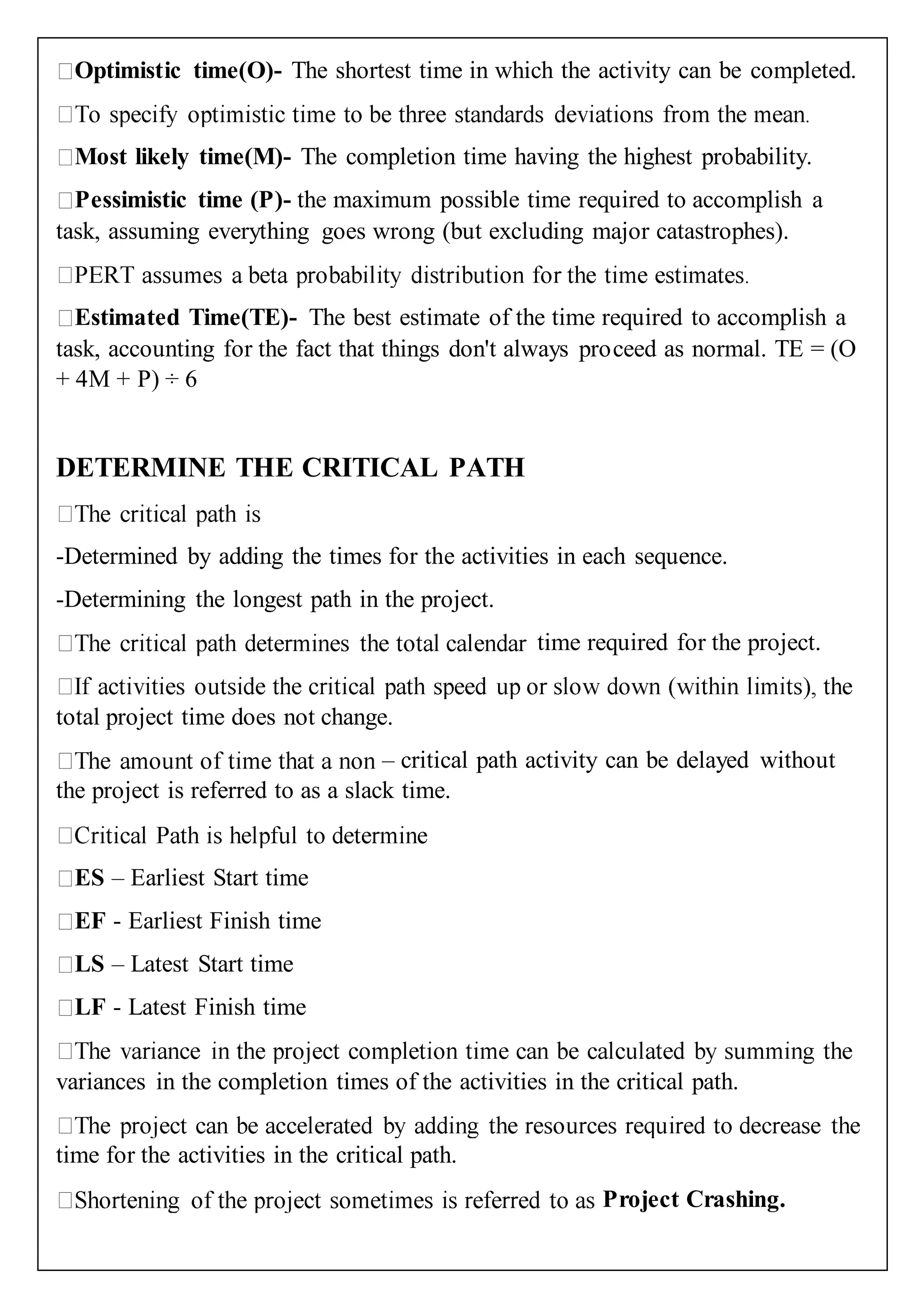 PERT (Program evaluation review technique) | DOCX