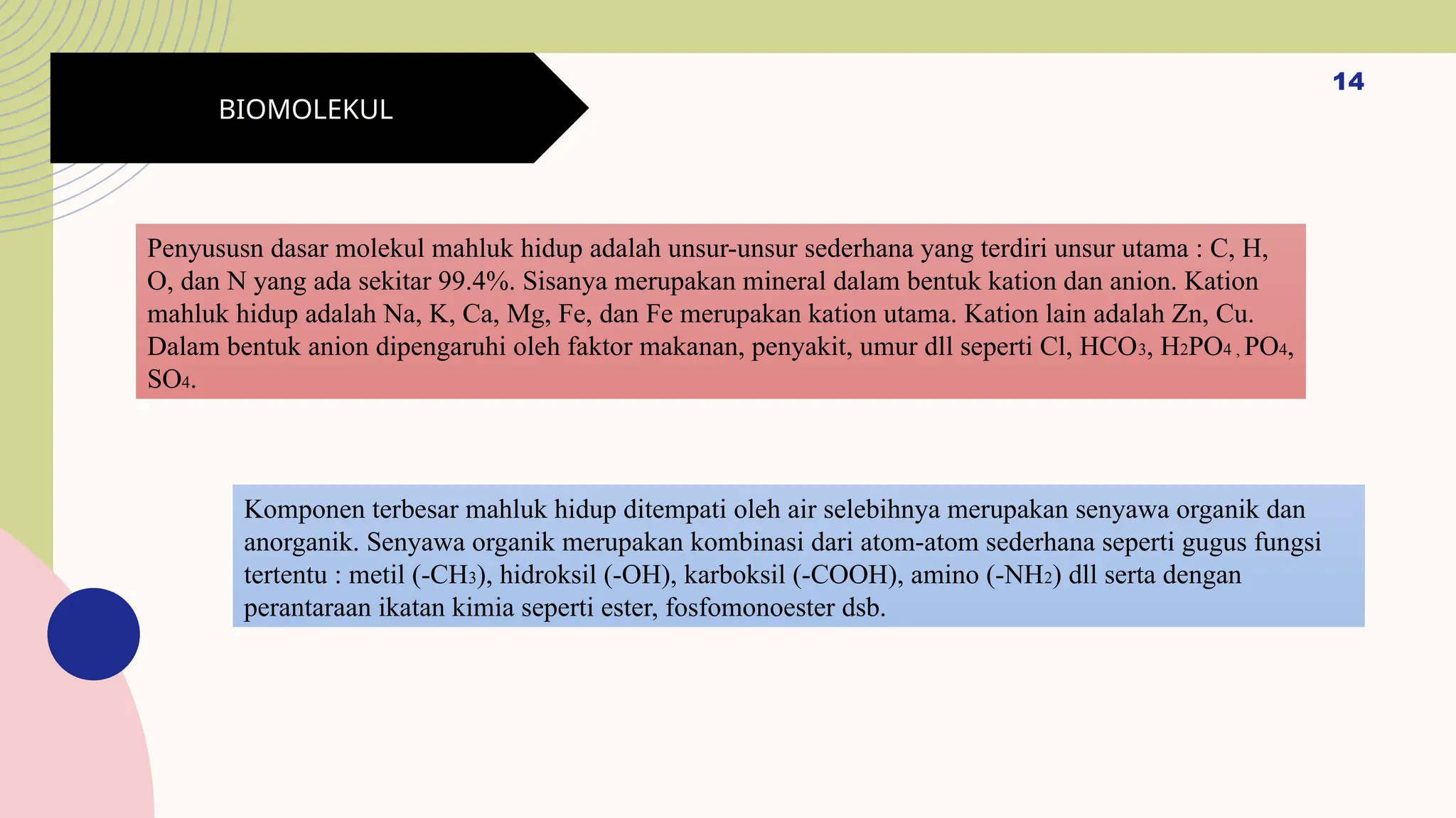 Mata kuliah pengantar biokimia I untuk mahasiswa kimia semester 3 | PPTX