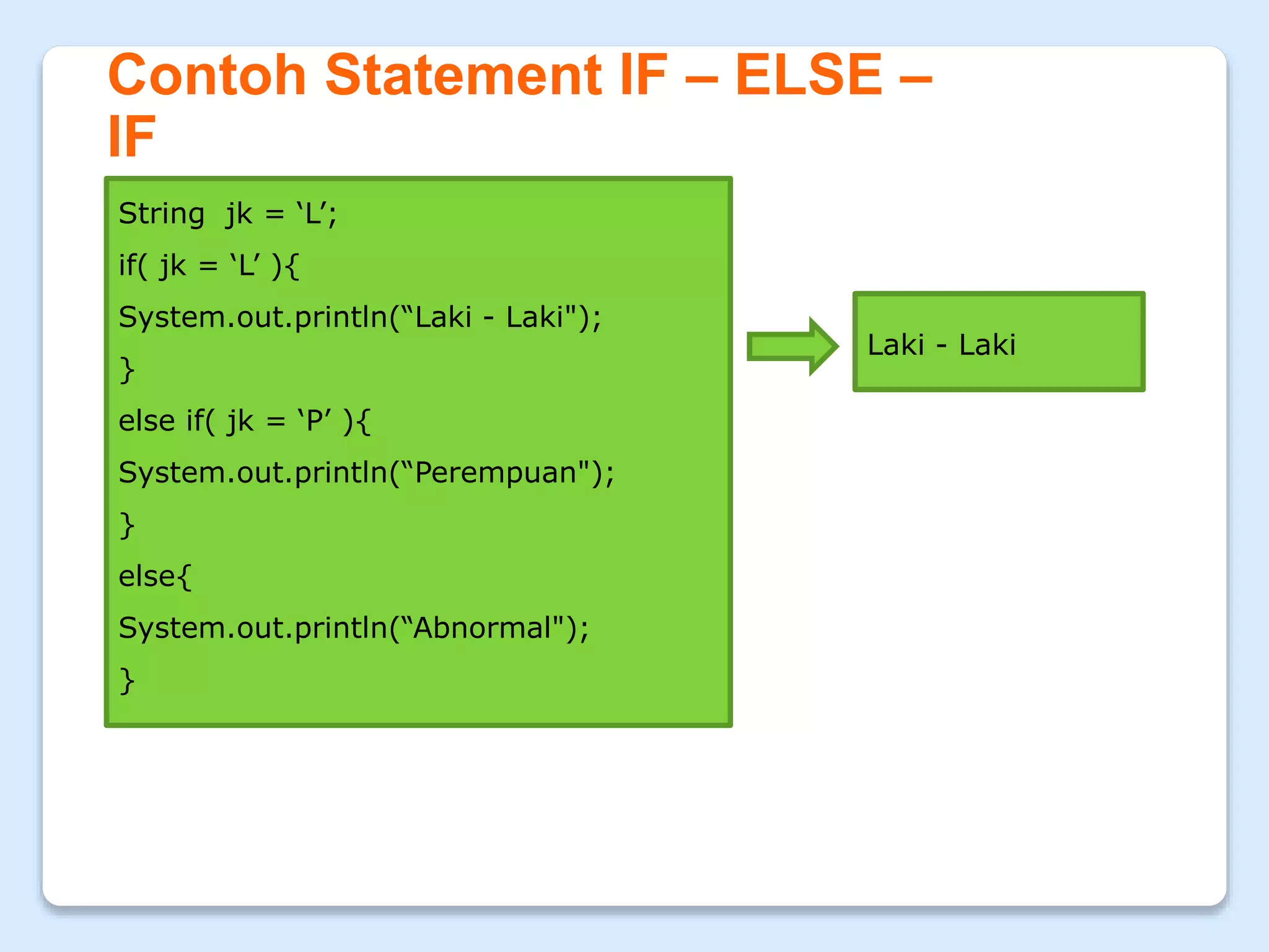 PBO Pert 4 - Mengenal dan Memahami Konsep Percabangan Pada Java | PPT