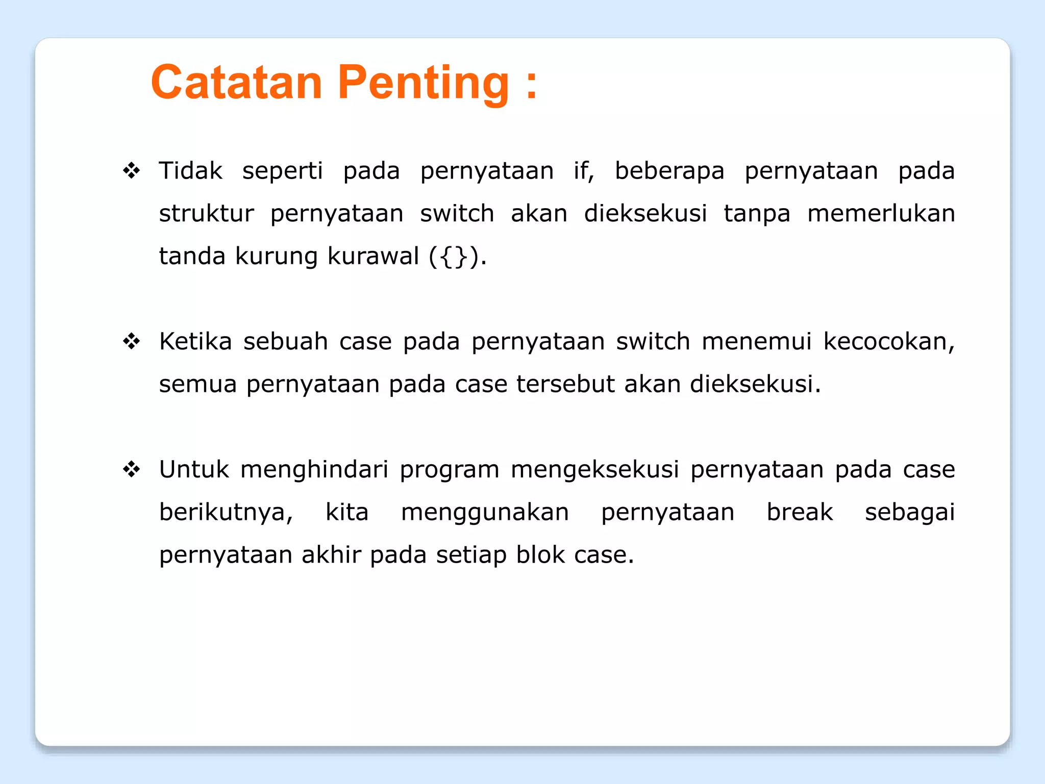 PBO Pert 4 - Mengenal dan Memahami Konsep Percabangan Pada Java | PPT