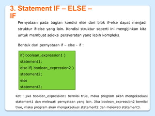 PBO Pert 4 - Mengenal dan Memahami Konsep Percabangan Pada Java | PPT
