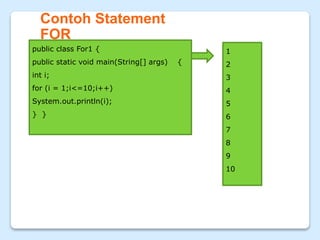 PBO - Pert 5, Mengenal dan Memahami Konsep Perulangan Pada Java | PPT