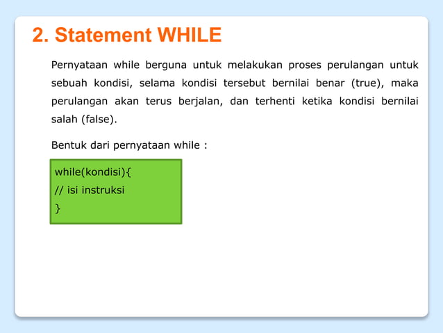 PBO - Pert 5, Mengenal dan Memahami Konsep Perulangan Pada Java | PPT