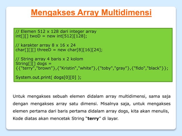 PBO - Pert 7, Mengenal dan Memahami Konsep Array Pada Java | PPT