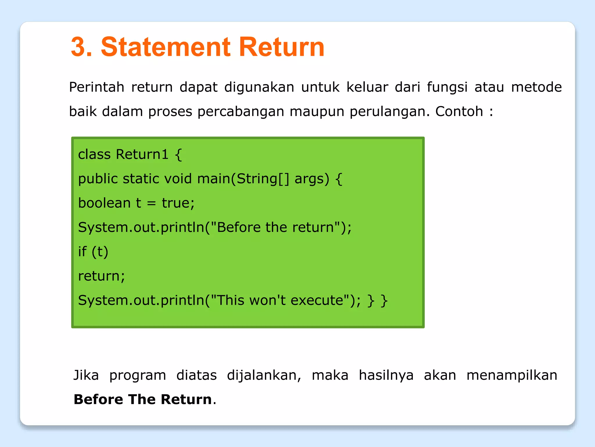 PBO - Pert 8, Mengenal dan Memahami Konsep Jump Pada Perulangan dan Percabangan Pada Java | PPT