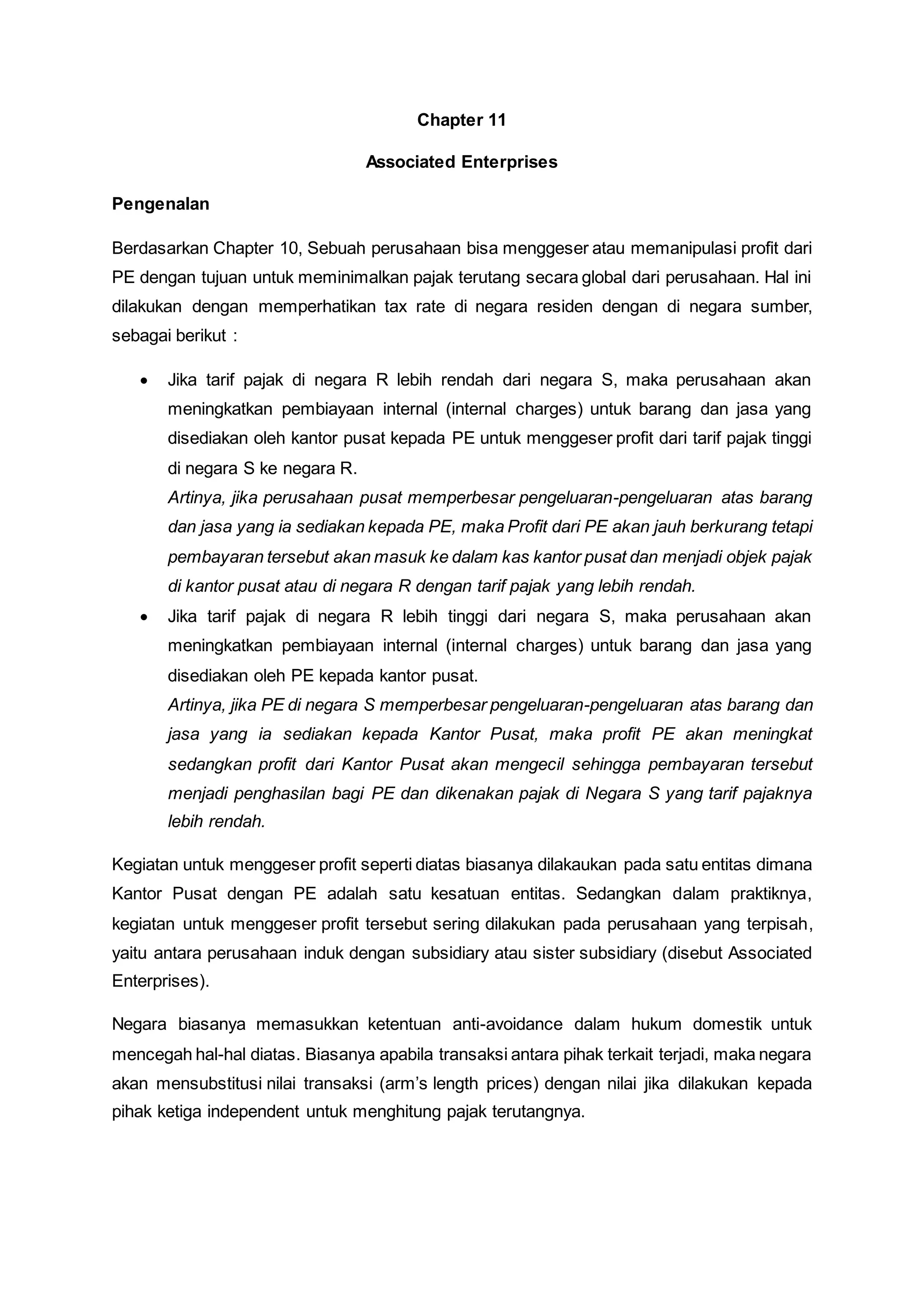 Hubungan Istimewa (associated enterprises) dalam Pajak Internasional | DOCX
