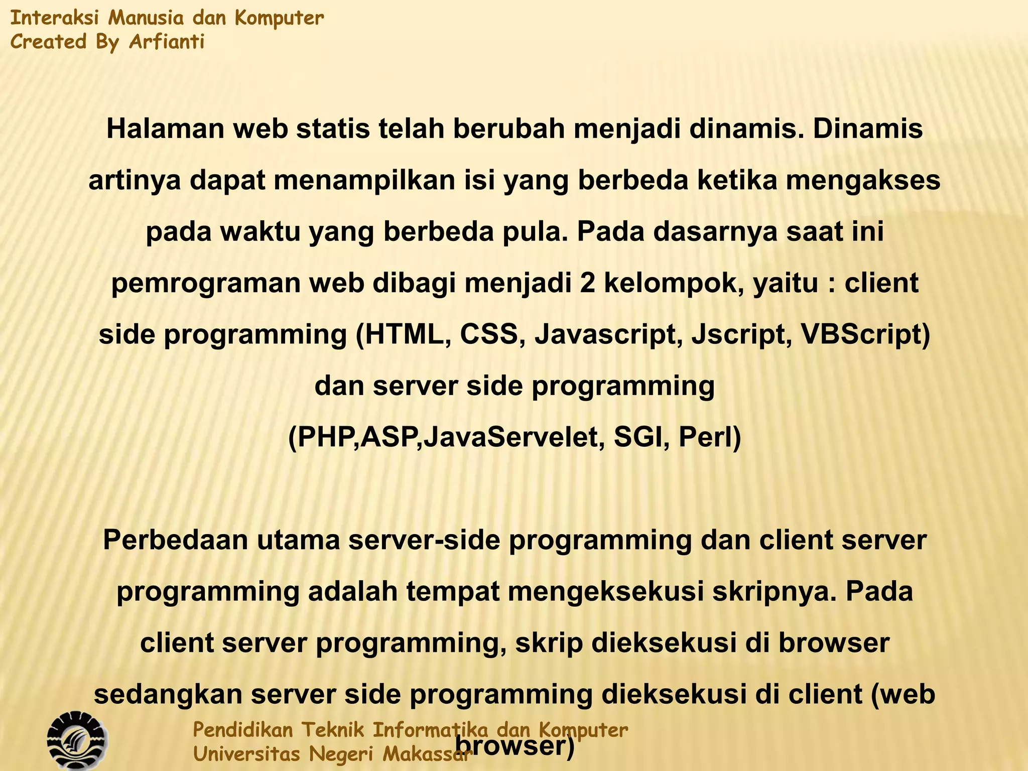 Pemrograman basis data internet dan client server | PPT