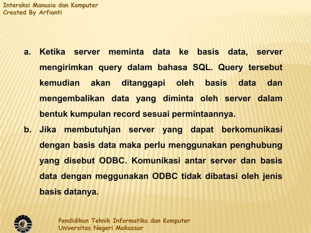 Pemrograman Basis Data Internet Dan Client Server Ppt