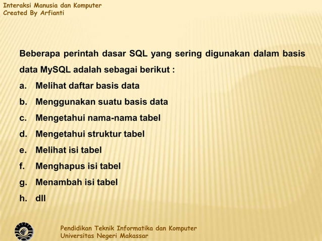 Pemrograman basis data internet dan client server | PPT