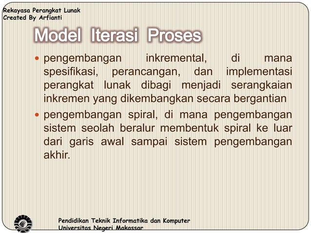 Iterasi, inkremen dan validasi proses | PPTX