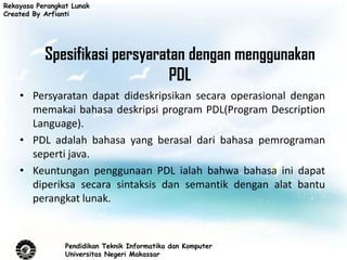 Persyaratan sistem dan dokumen perangkat lunak | PPTX