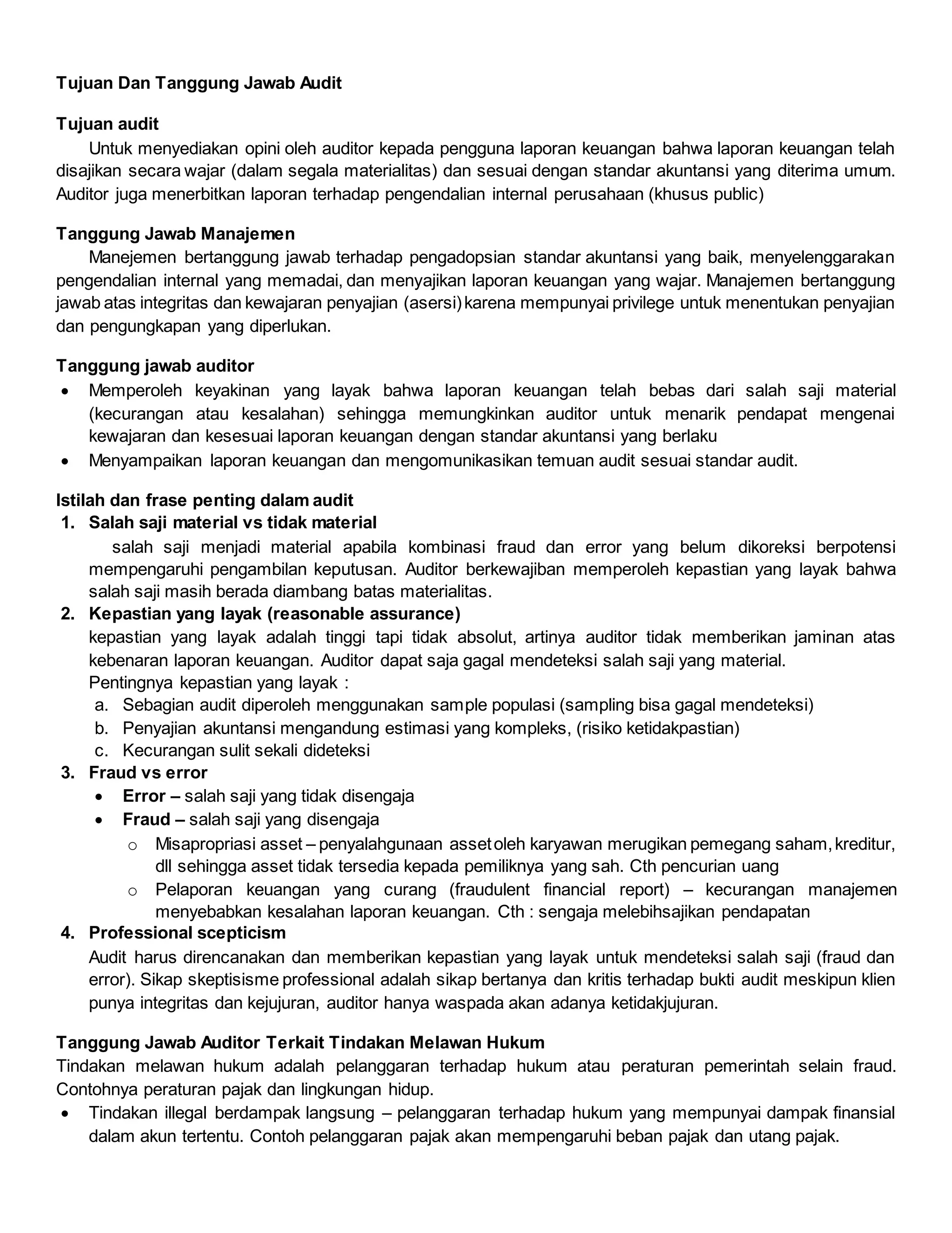 (Pert 1) bab 6 tujuan dan tanggung jawab audit | DOCX