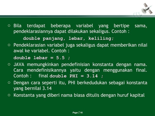 Pert 2. memahami fondasi pemrograman java | PPT