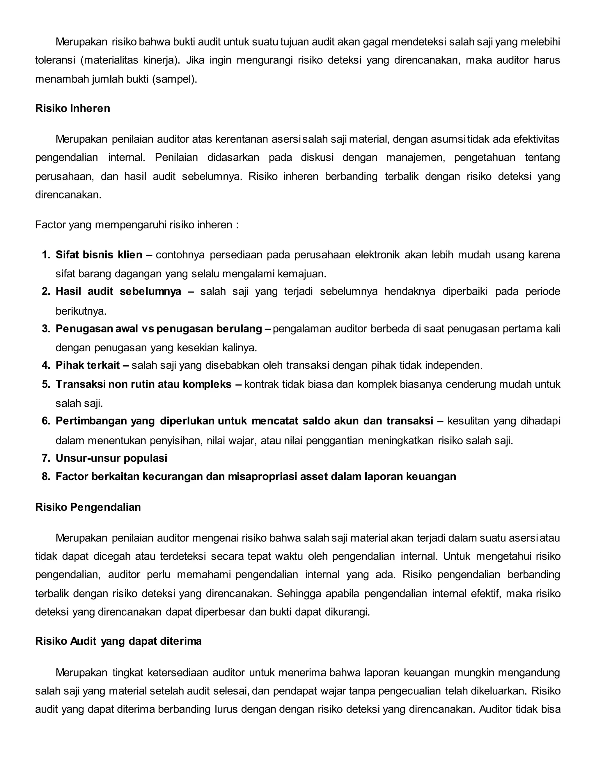 (Pert 2) bab 9 materialitas dan risiko audit | DOCX