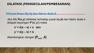 transformasi geometri sederhana, jenis jenis transformasi | PPTX