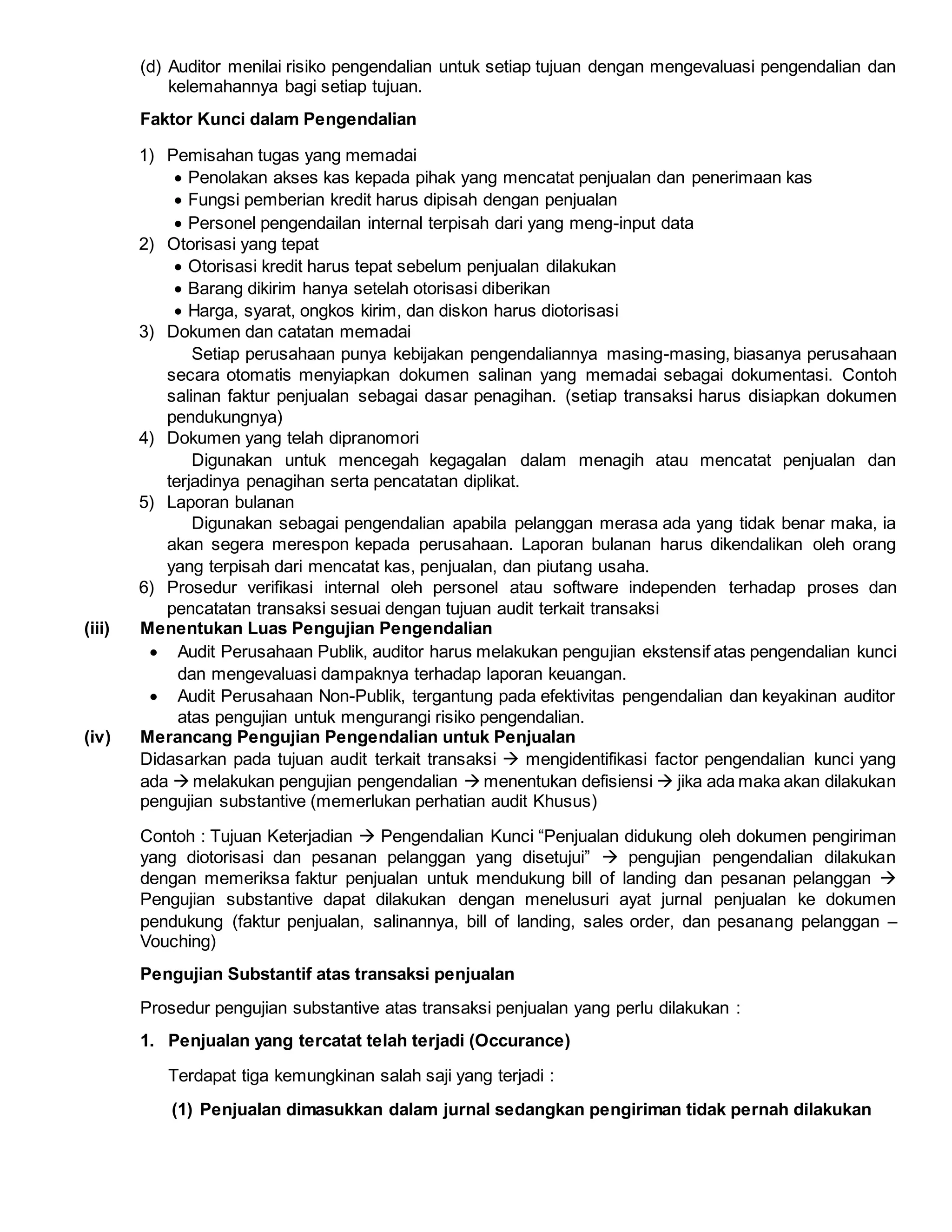 (Pert 4) bab 14 siklus penjualan dan penagihan test of control ...