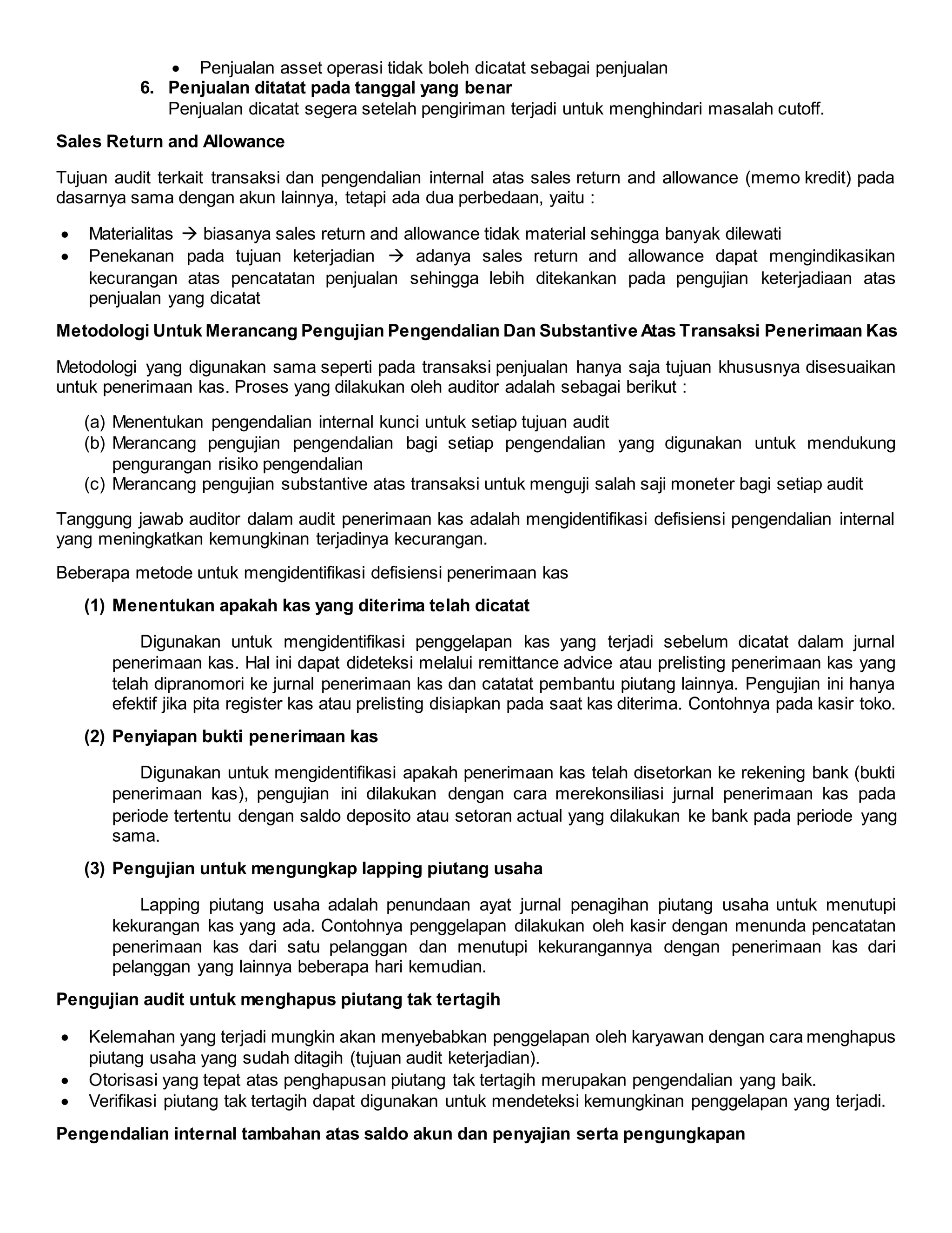 (Pert 4) bab 14 siklus penjualan dan penagihan test of control ...