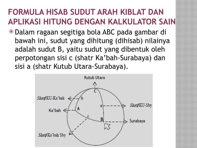 Hisab Sudut Arah Kiblat untuk mata kuliah pengantar hisab | PPTX