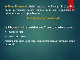 teori Sediaan Injeksi yang steril dan macam macamnya | PDF