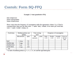 Pert 6 ffq dan dietary history | PPTX