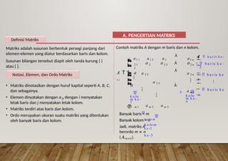 definisi matriks. jenis jenis matriks. operasi pada matriks | PPTX